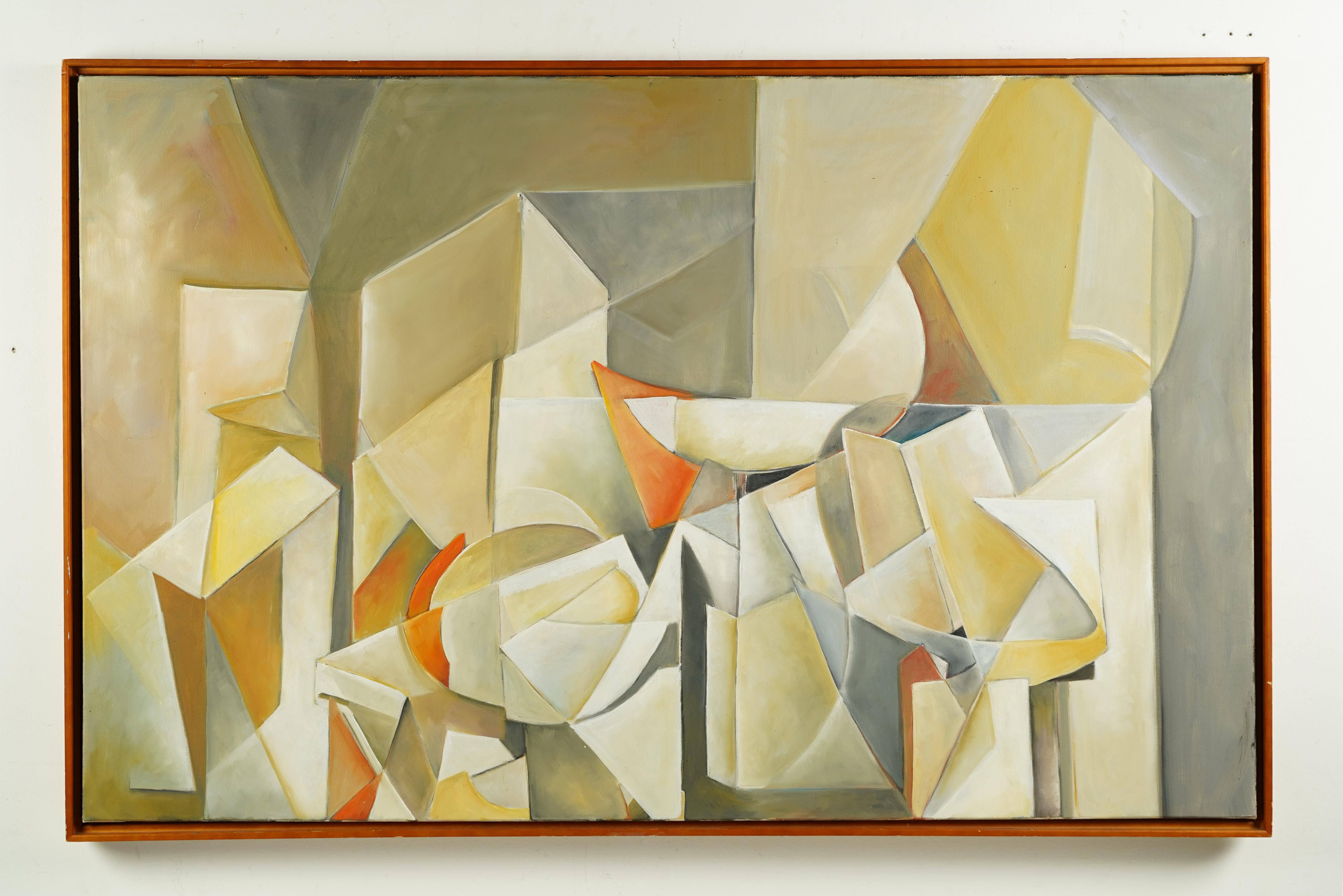 Unknown - Vintage American School Huge Cubist Abstract Framed Original ...