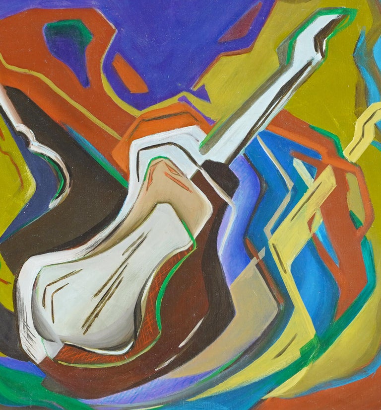 Unknown - Vintage American School Modernist Guitar Cubist Abstract ...