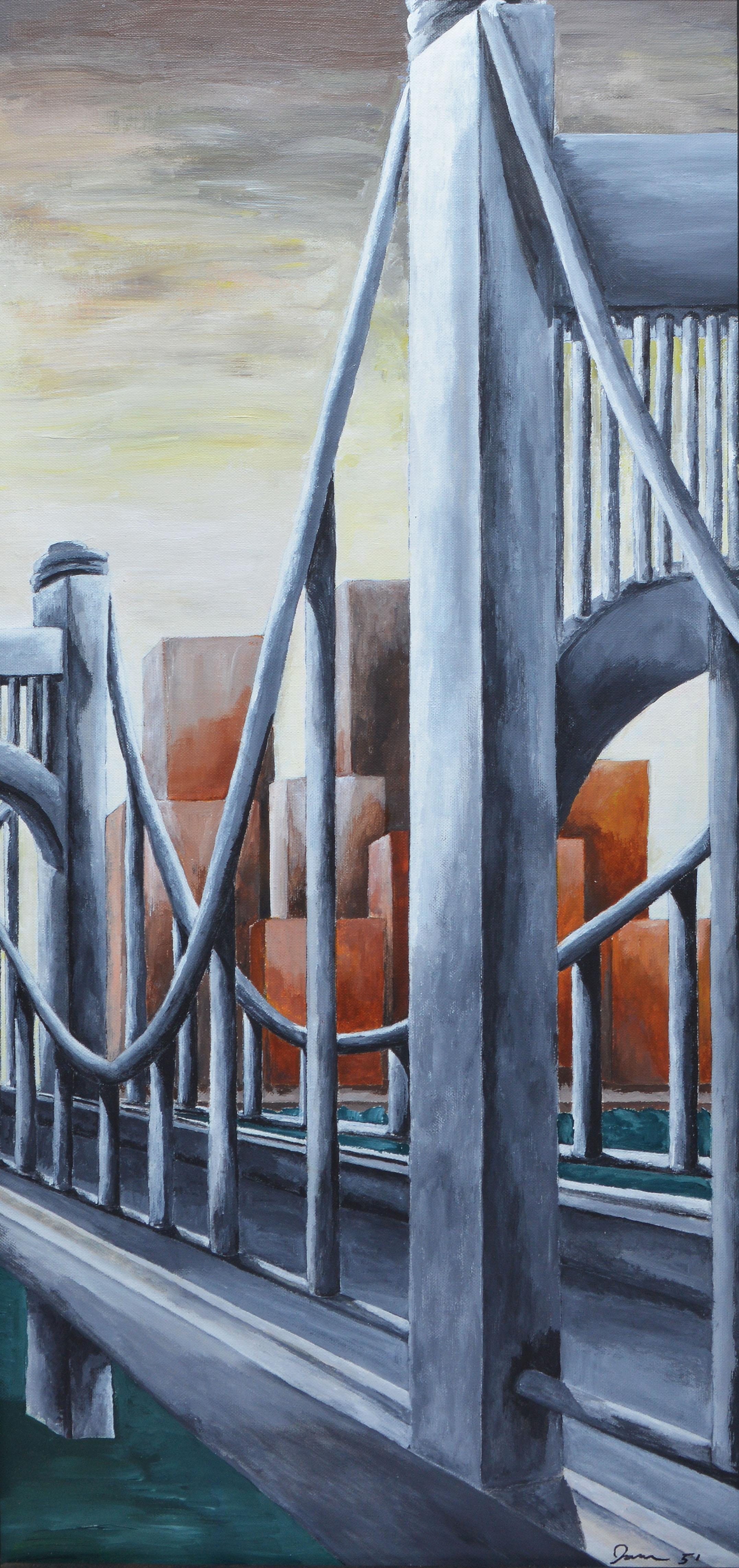 Unknown - Vintage American School Precisionist Bridge Abstract ...