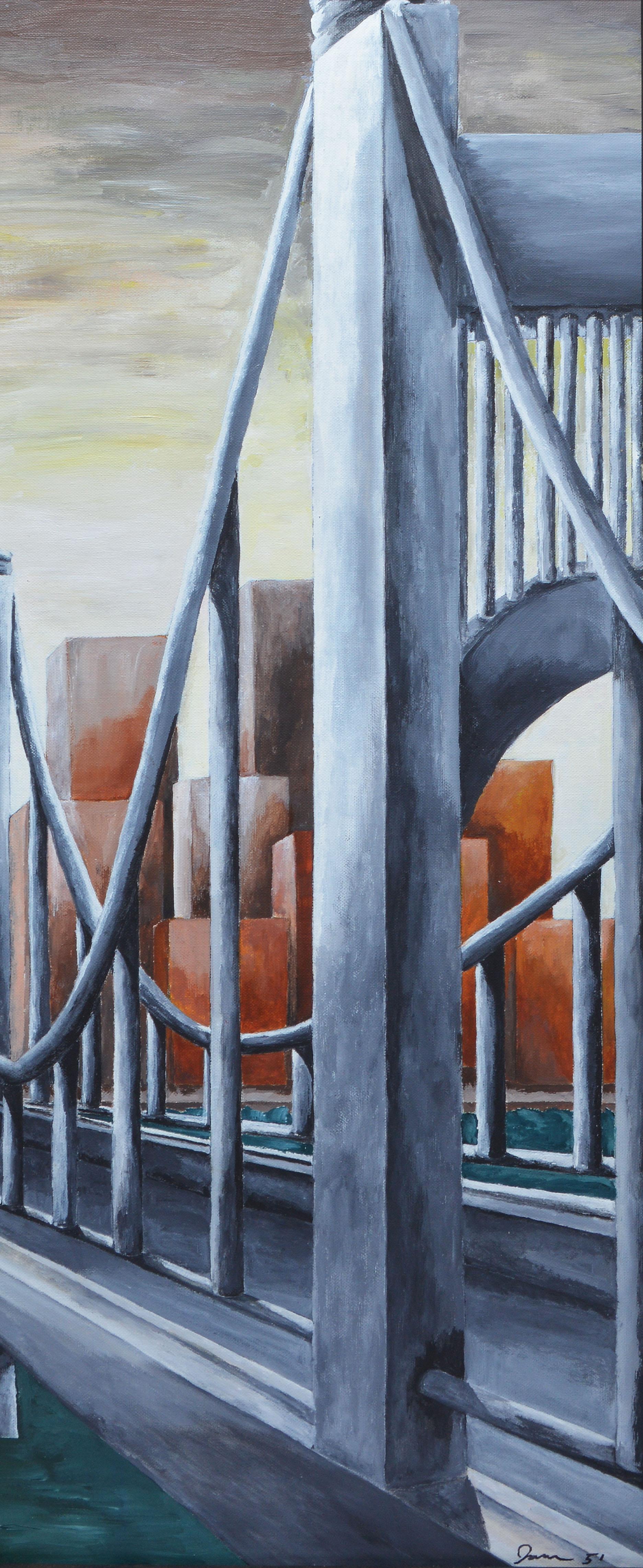 Unknown - Vintage American School Precisionist Bridge Abstract ...