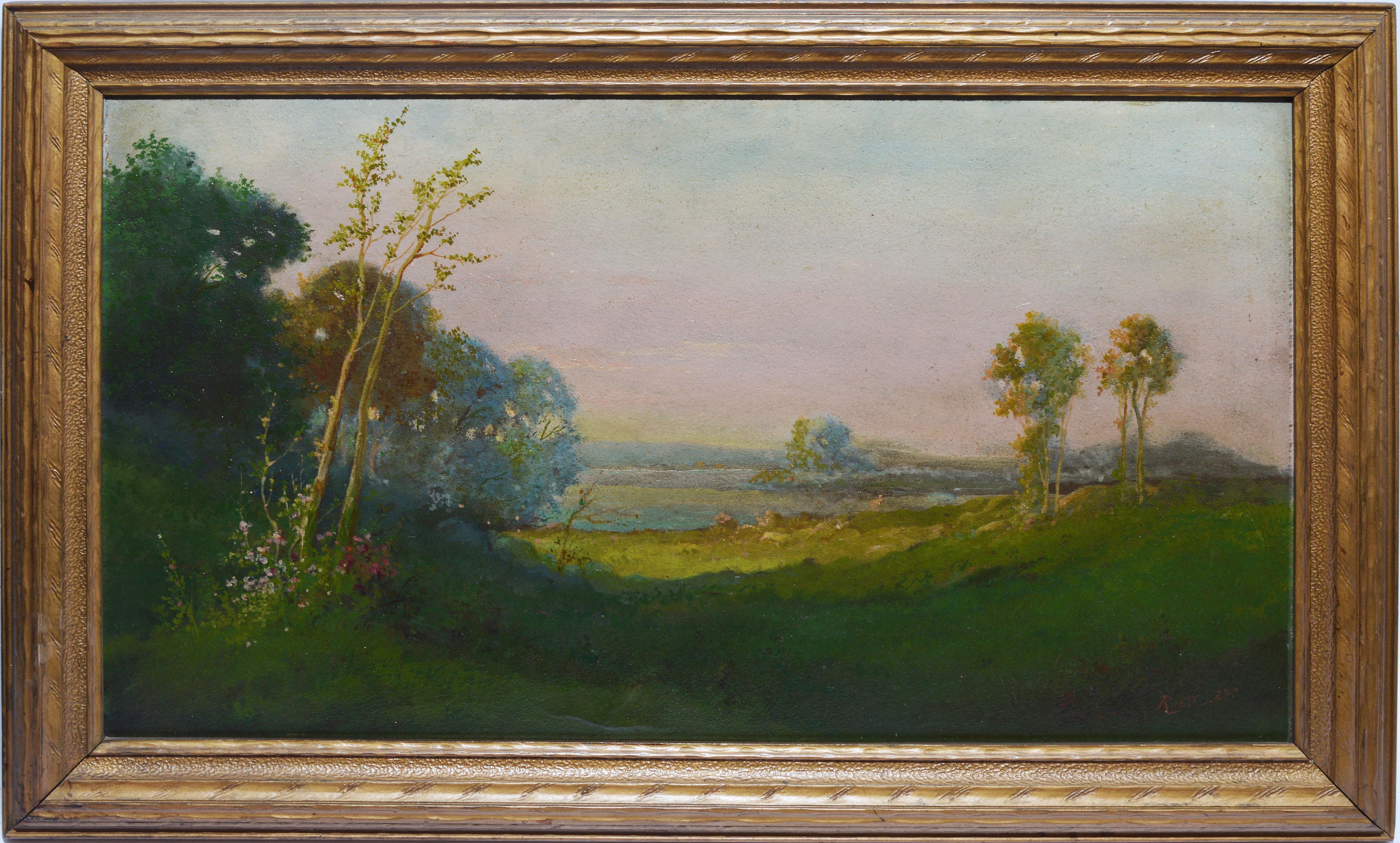 Unknown - Vintage California Sunset Valley Signed Landscape Oil ...