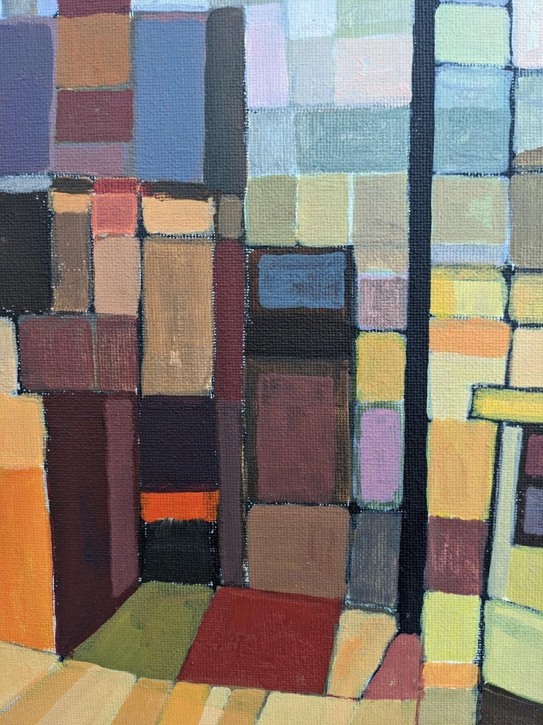 Unknown - Vintage Mid-Century Cubist Street Scene Framed Oil Painting ...