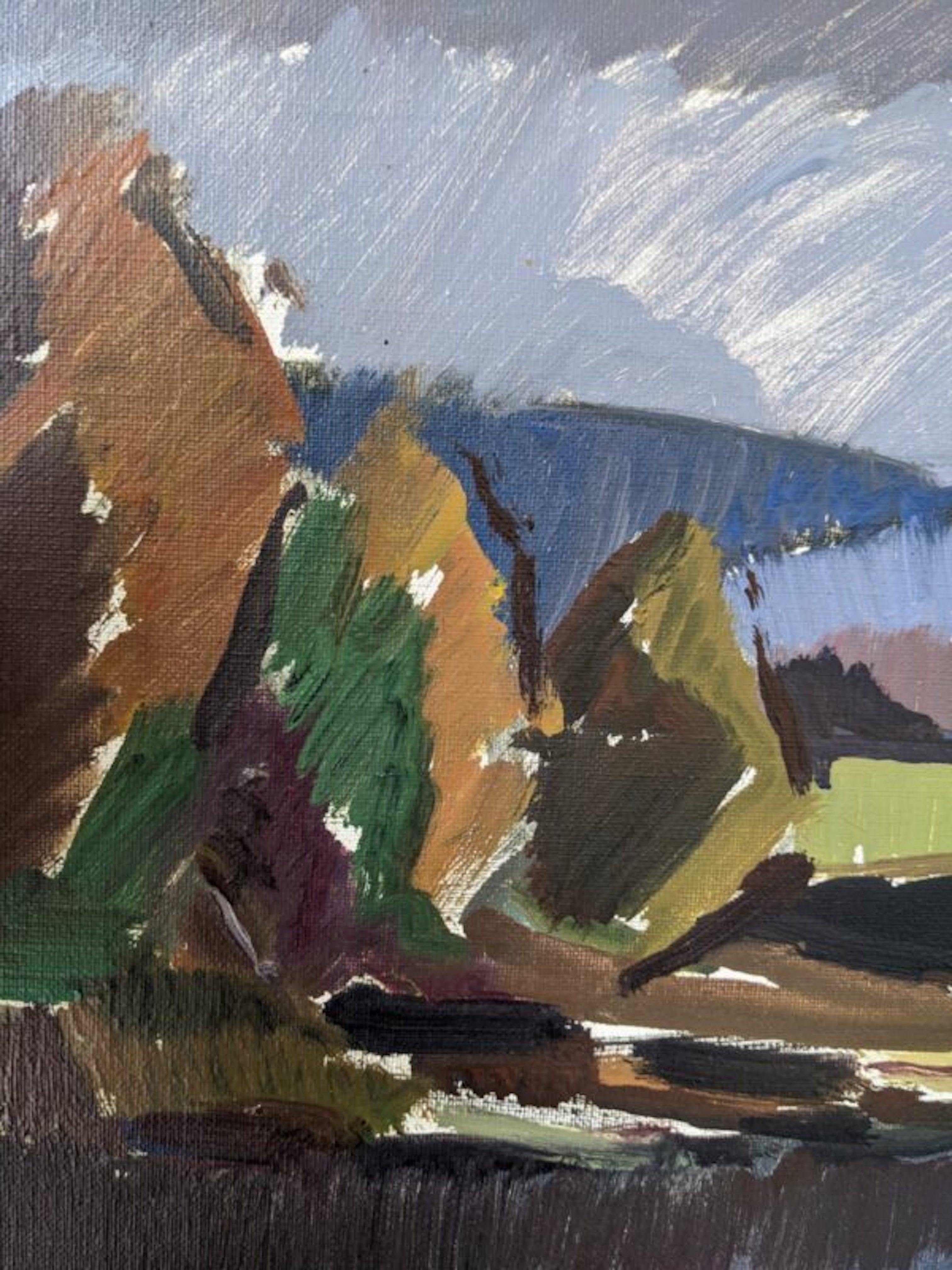 Unknown - Vintage Mid-Century Modern River Landscape Framed Oil ...