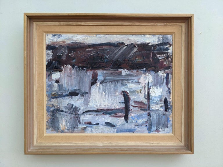 Unknown - Vintage Mid Century Modern Swedish Abstract Framed Oil ...