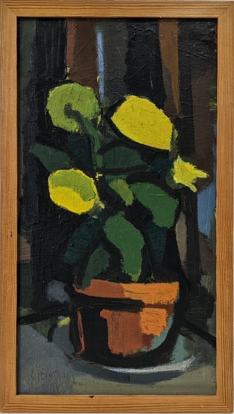 Unknown - Vintage Mid-Century Modern Swedish Floral Still Life "Yellow ...