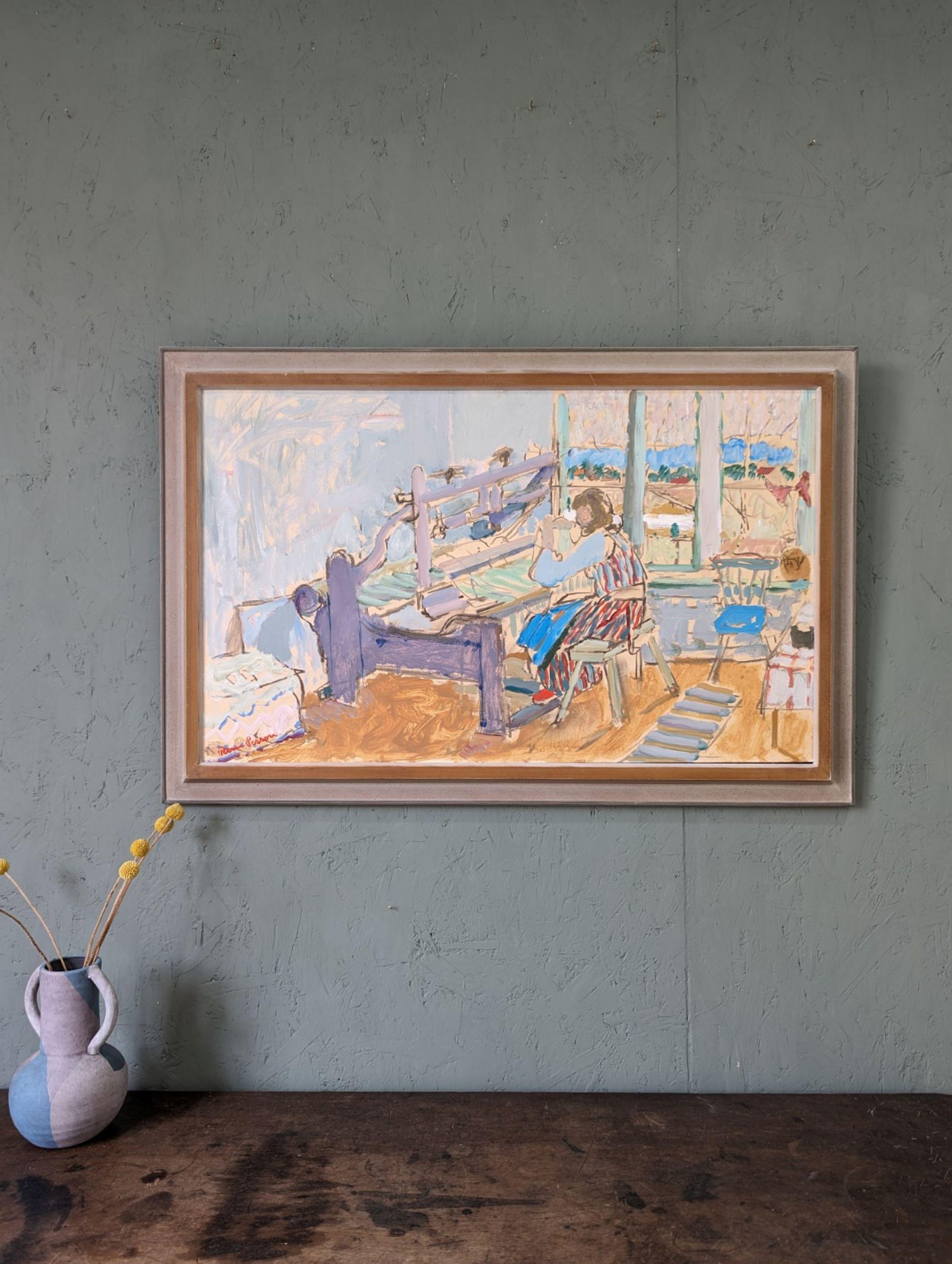Unknown - Vintage Mid-Century Modern Swedish Framed Interior Oil ...
