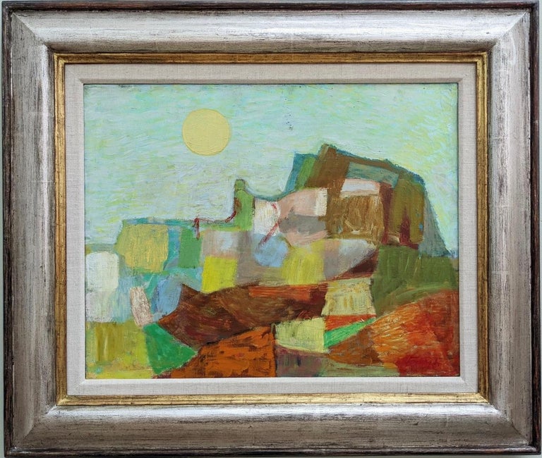 Unknown - Vintage Mid Century Semi-Abstract Landscape Framed Oil ...