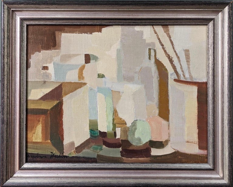 Unknown - Vintage Mid-Century Swedish Cubist Abstract Still Life Oil ...