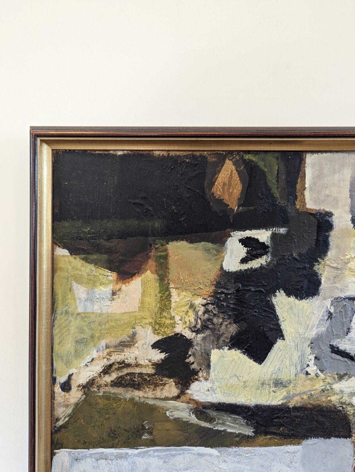 Unknown - Vintage Mid-Century Swedish Framed Abstract Oil Painting ...