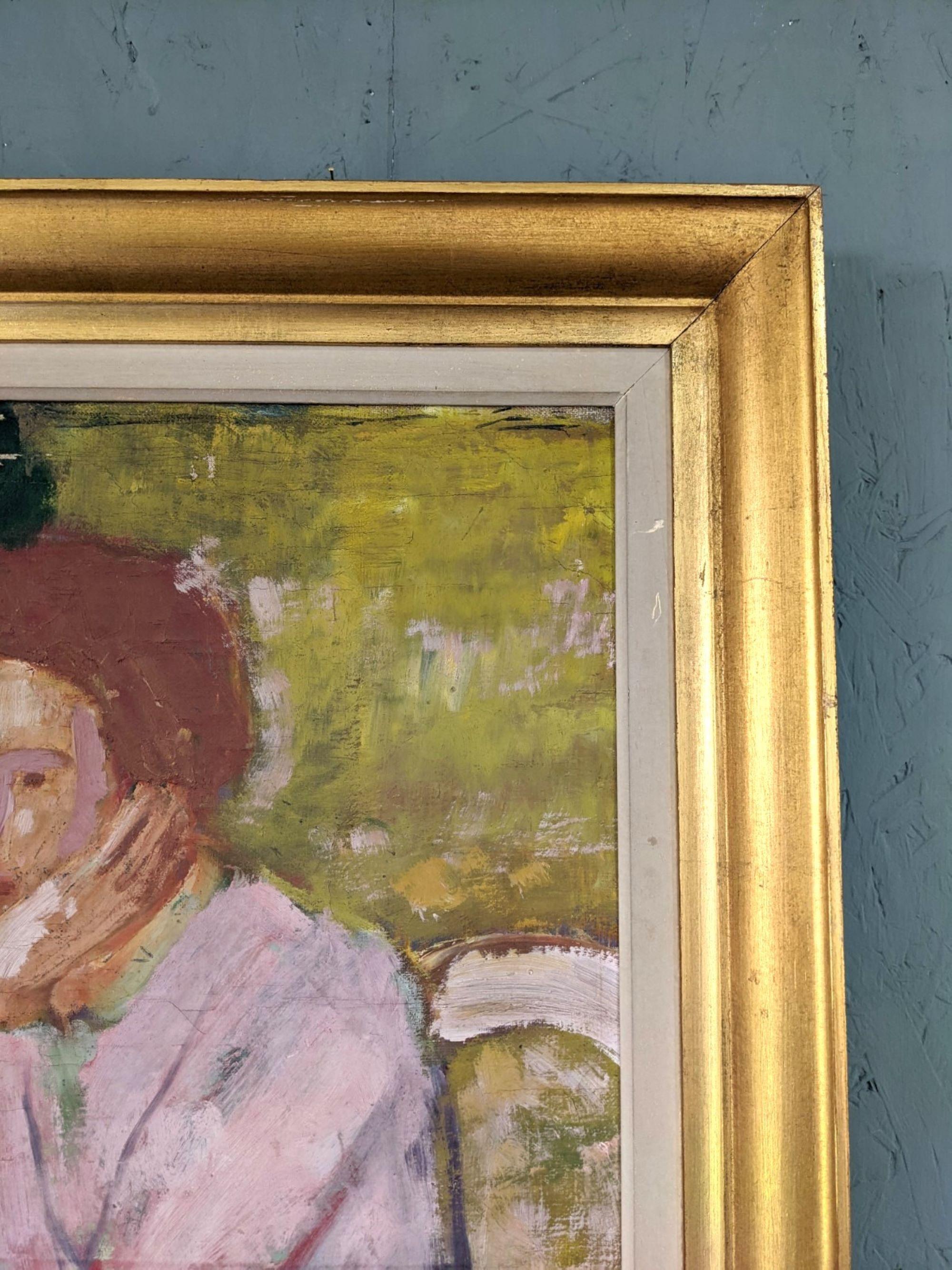 Unknown - Vintage Mid-Century Swedish Portrait Oil Painting - Thoughts ...