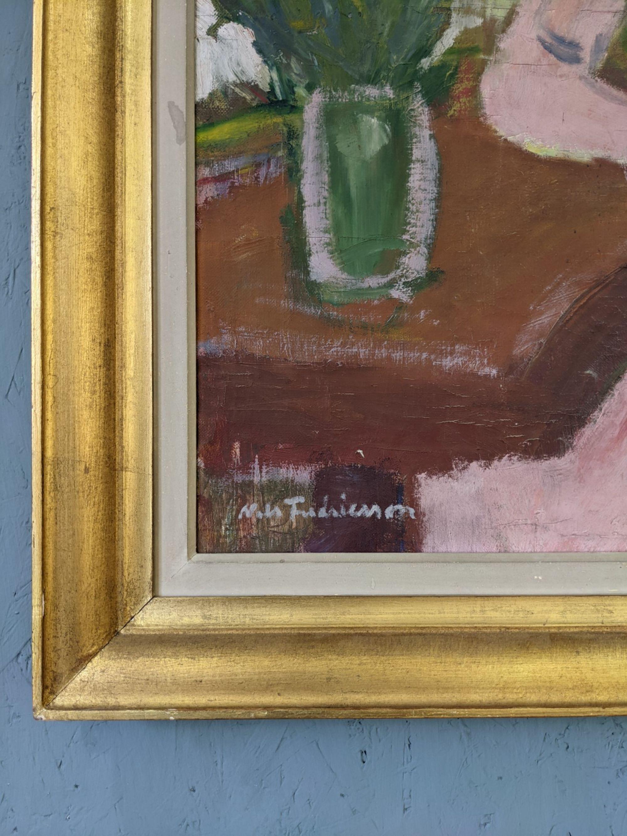 Unknown - Vintage Mid-Century Swedish Portrait Oil Painting - Thoughts ...