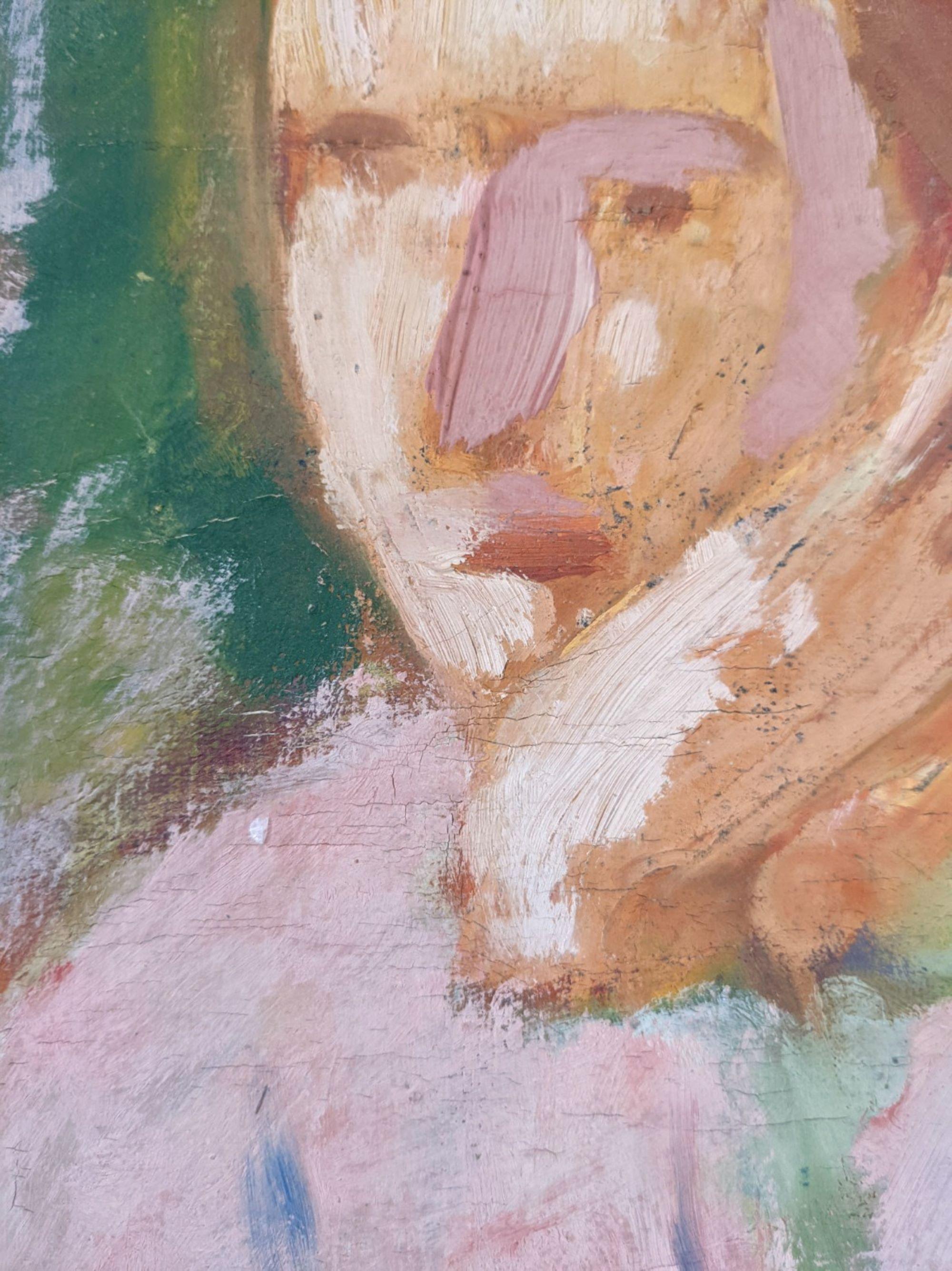 Unknown - Vintage Mid-Century Swedish Portrait Oil Painting - Thoughts ...