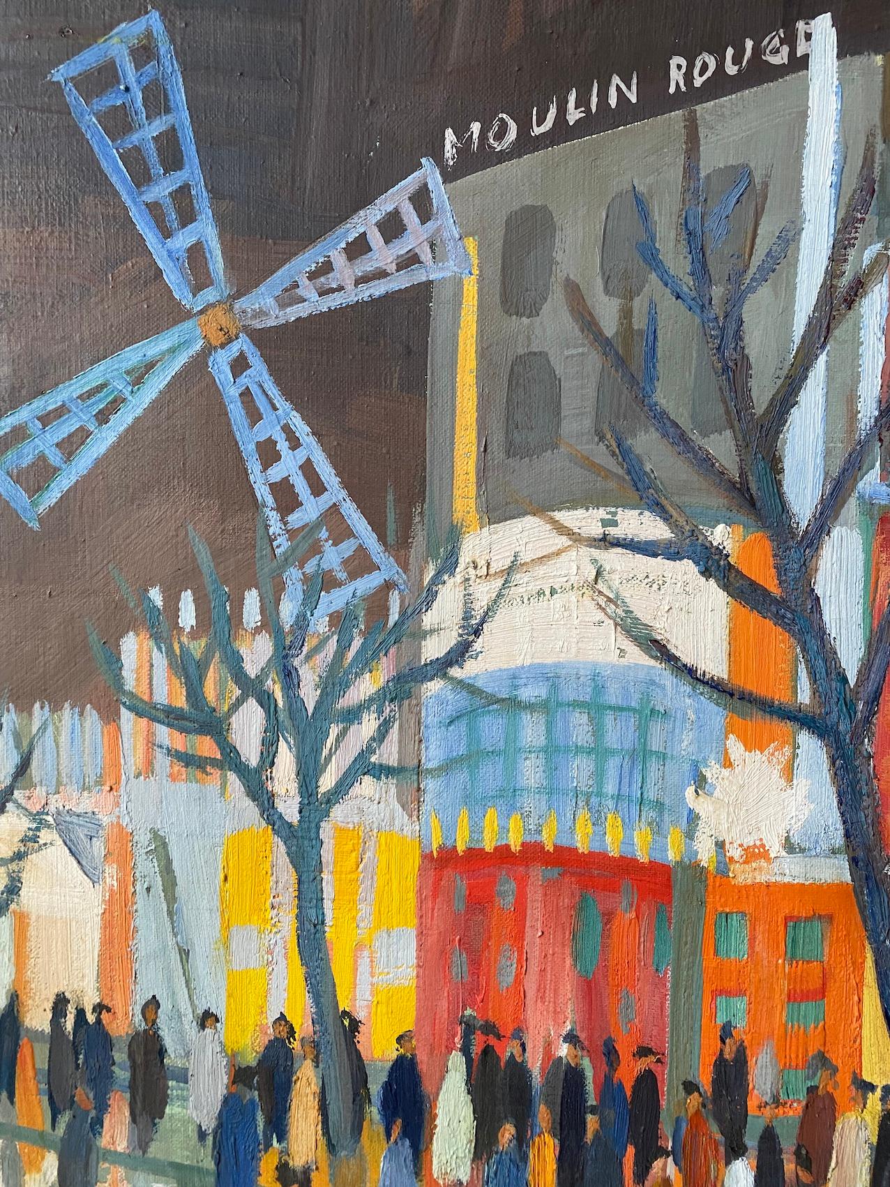 Unknown - Vintage Modernist Swedish Street Scene Oil Painting "Moulin ...