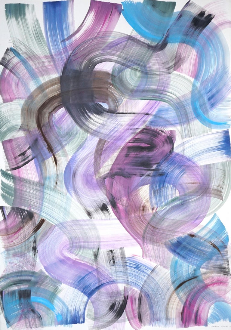 Unknown - Vivid Cool Tone Curves, Graffiti Style Acrylic Painting on ...