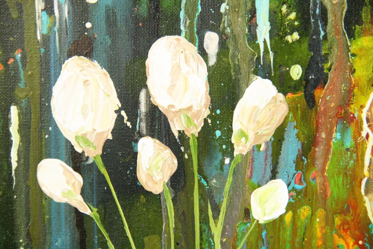 Unknown - Floral Acrylic Painting White Tulips Abstract by Patrizia ...