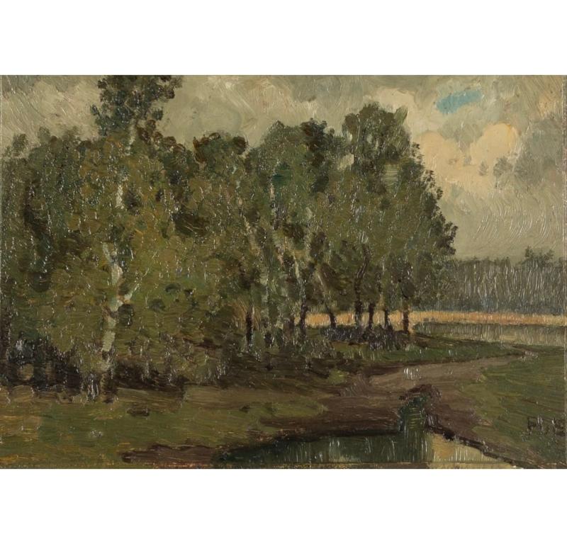 Unknown - Wood Edge Oil on Board Painting by Harry Bush For Sale at 1stDibs