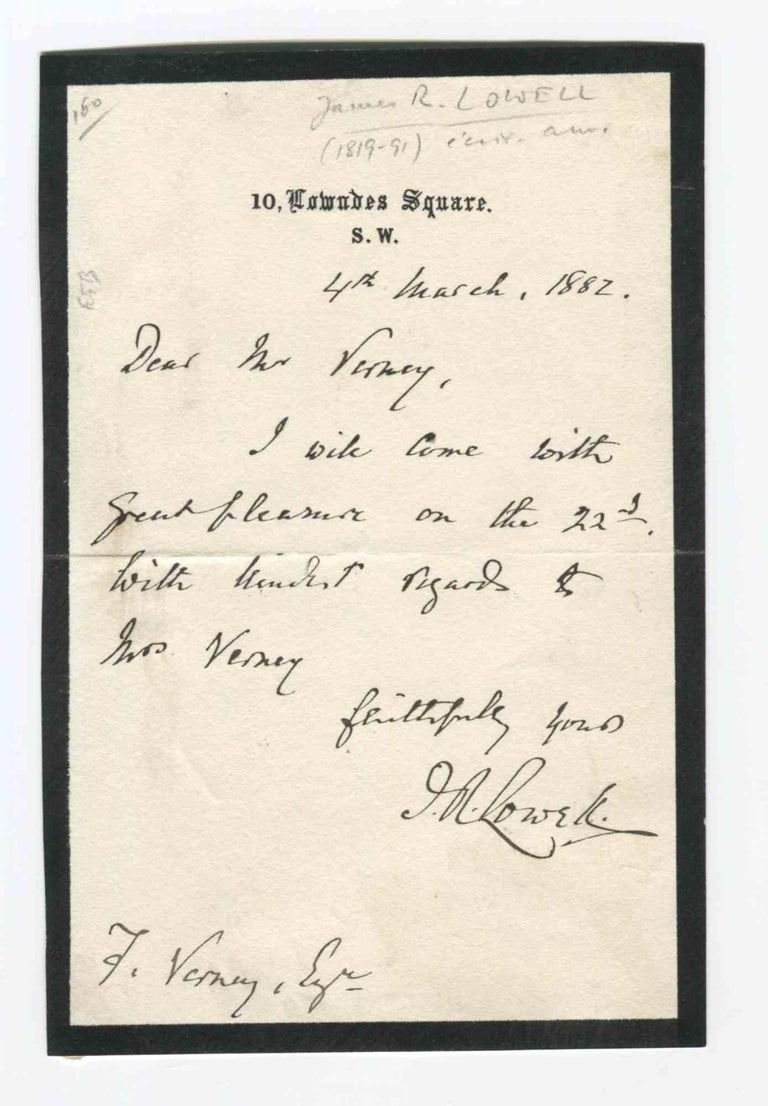 Unknown - Autograph Letter by James Russell Lowell - Original ...