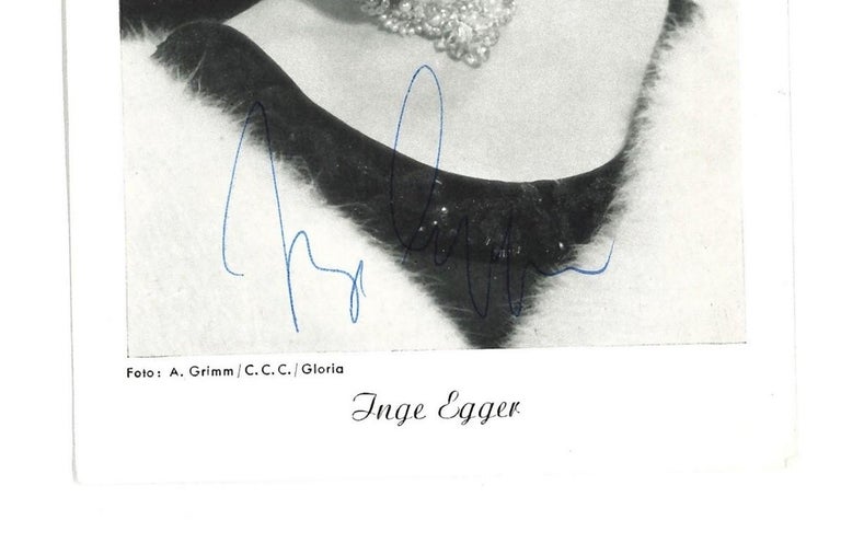 Unknown - Autograph portrait of Inge Egger - Vintage b/w Postcard ...