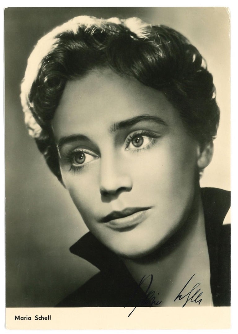 Unknown - Autographed Portrait by Maria Schell - Vintage b/w Postcard ...