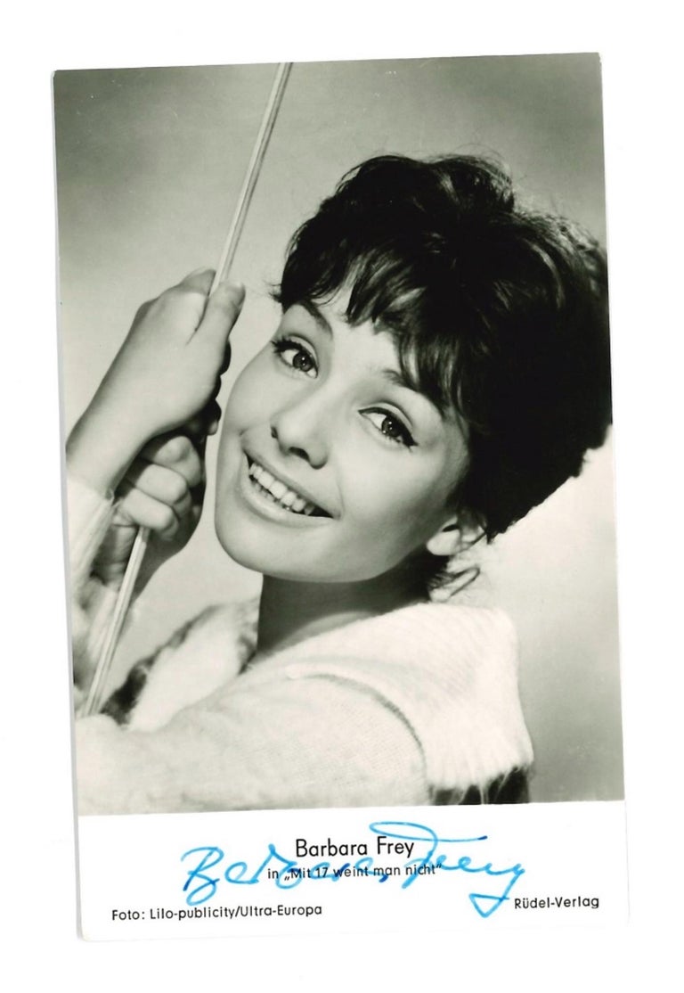 Unknown - Autographed Portrait of Barbara Frey - Vintage b/w Postcard ...