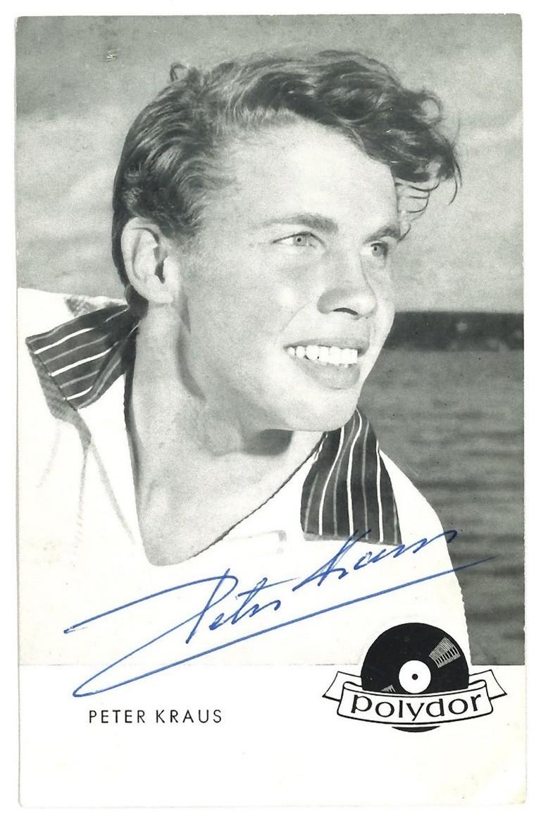 Unknown - Autographed Portrait of Peter Kraus - Vintage b/w Postcard ...