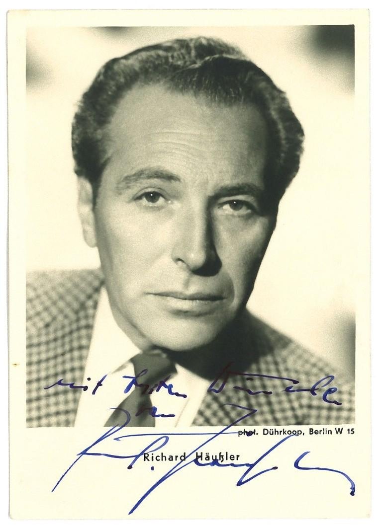 Unknown - Autographed Portrait of Richard Häussler Memorabilia - 1960s ...