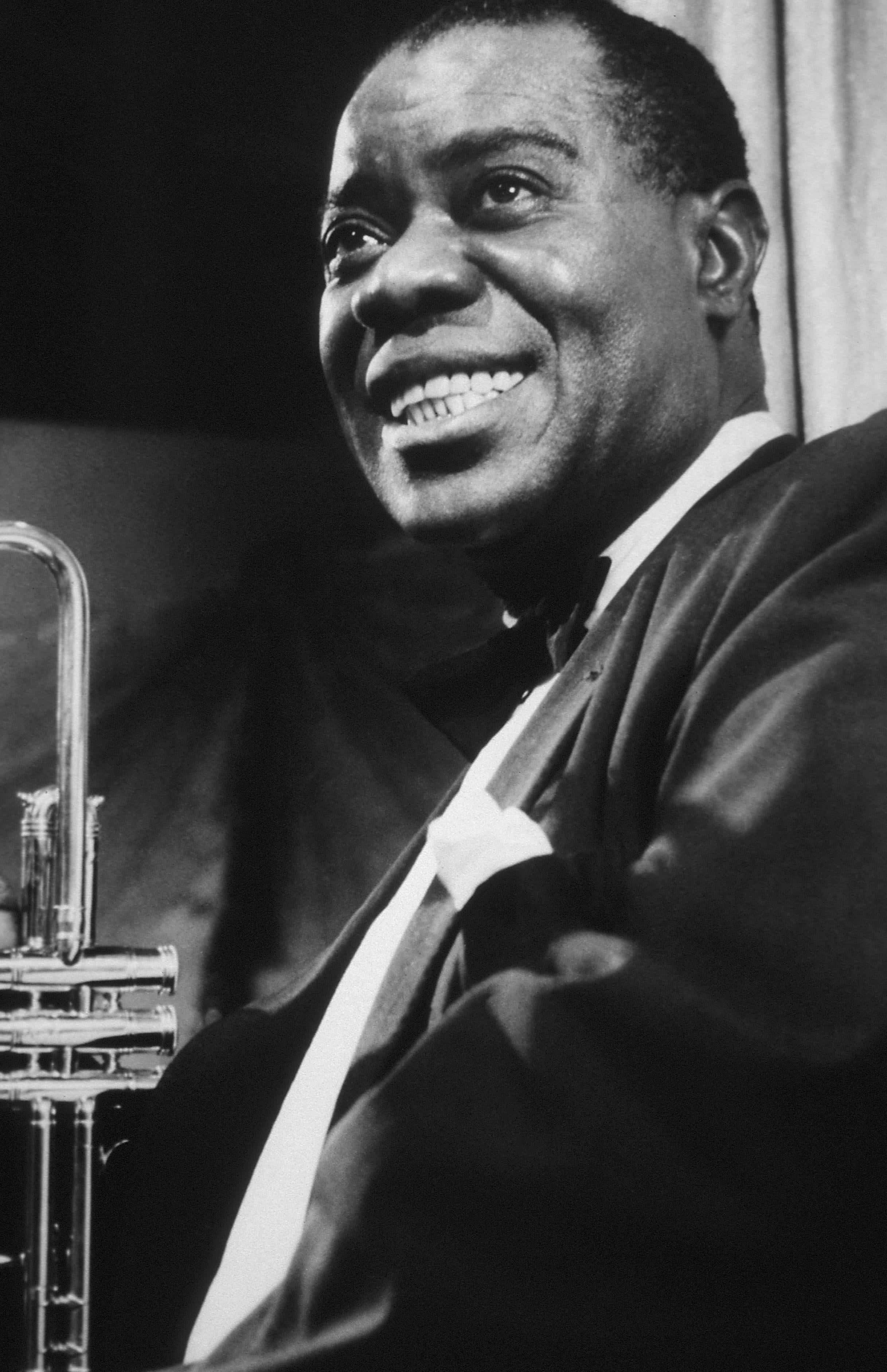 Unknown - Louis Armstrong Smiling an Looking Up Globe Photos Fine Art ...