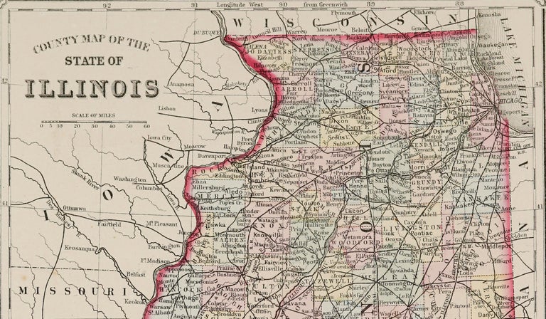 Unknown - 1872 County Map of Illinois For Sale at 1stDibs