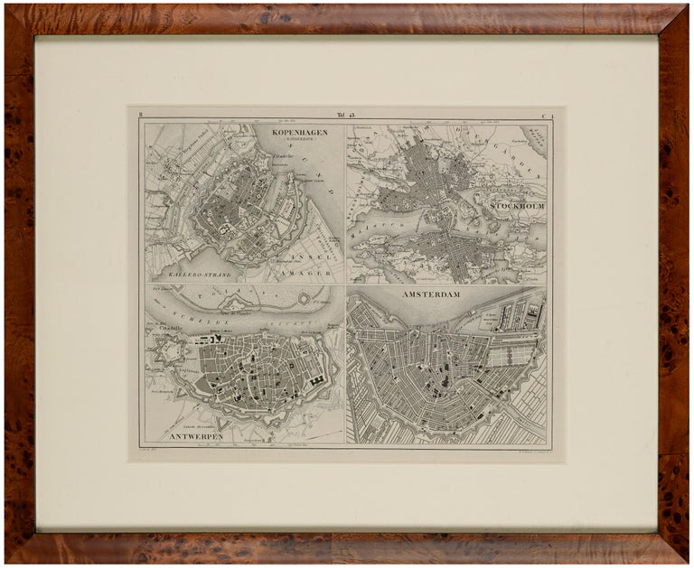 Unknown - 1880 Map of Copenhagen, Stockholm, Antwerp, and Amsterdam For ...