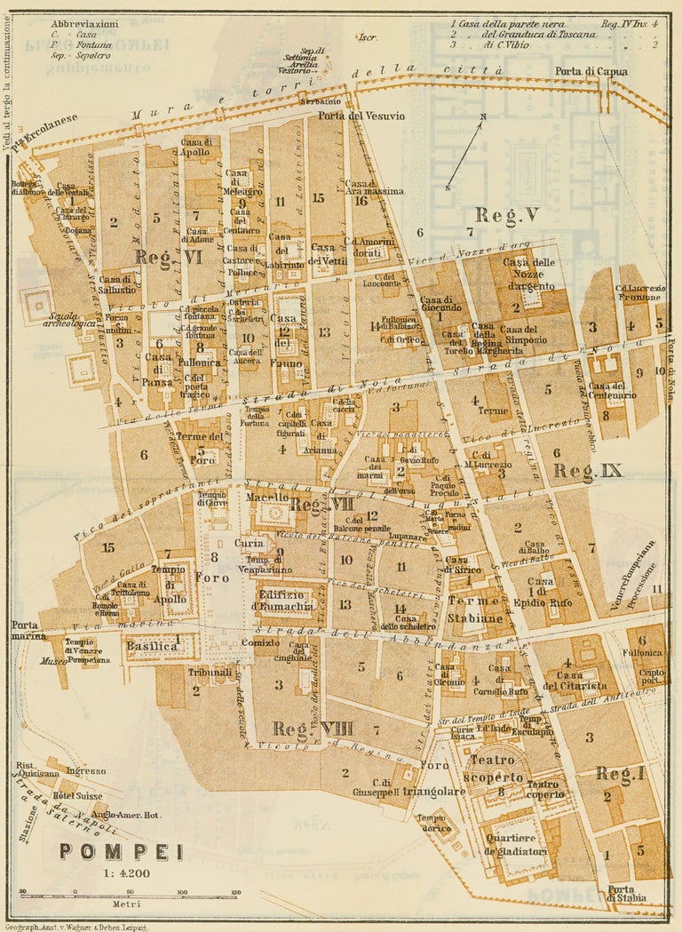 Unknown - 1928 Map of Pompeii, Italy For Sale at 1stDibs