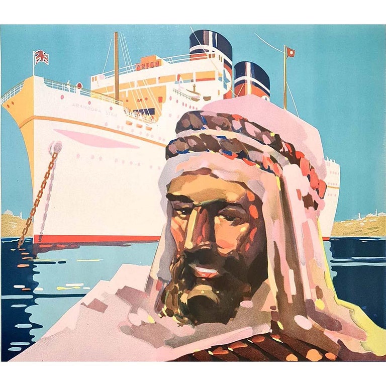 Unknown - 1934 Original travel poster for Blue Star Line Mediterranean ...