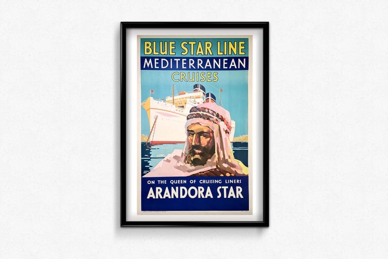 Unknown - 1934 Original travel poster for Blue Star Line Mediterranean ...