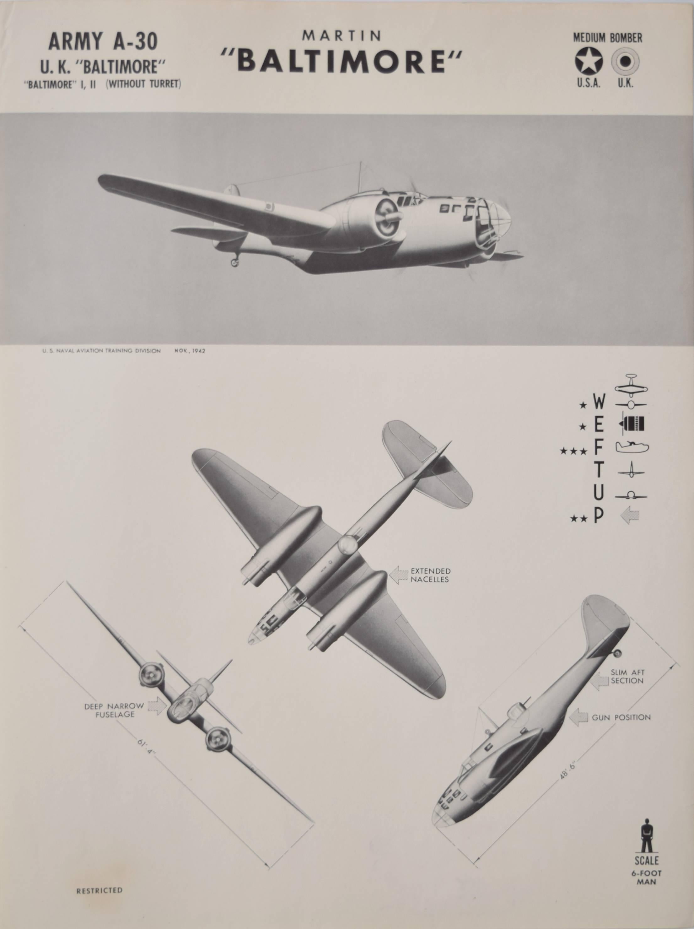 Unknown - 1942 Martin Baltimore bomber aeroplane recognition poster ...