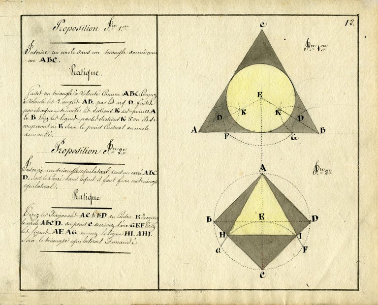 Unknown - 19th Century French Geometry Manuscript 10 For Sale at 1stDibs