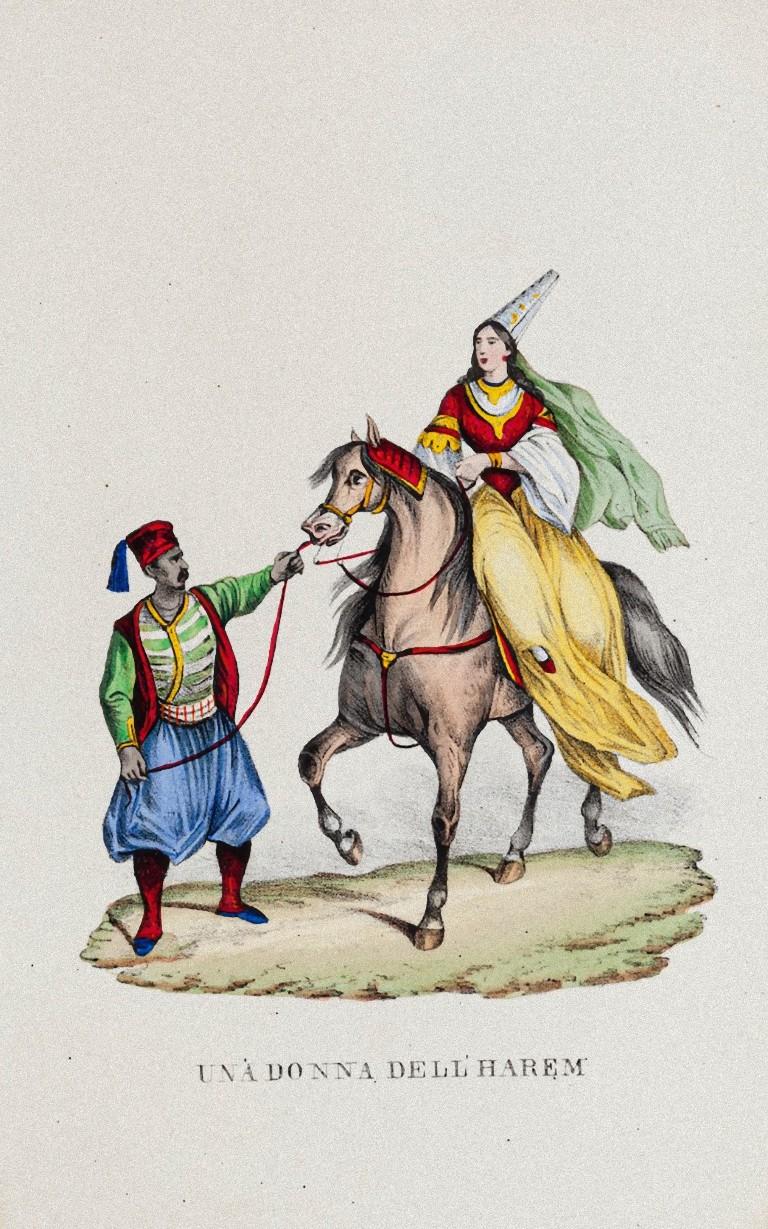 Unknown - A Woman from Harem - Hand Colored Lithograph - 19th century ...