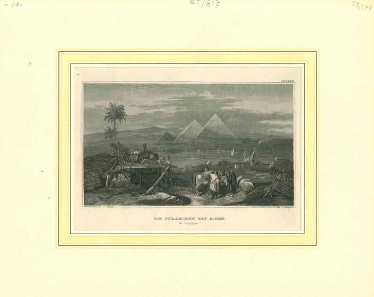 Unknown - Ancient View of The Pyramid of Giza - Original Lithograph ...