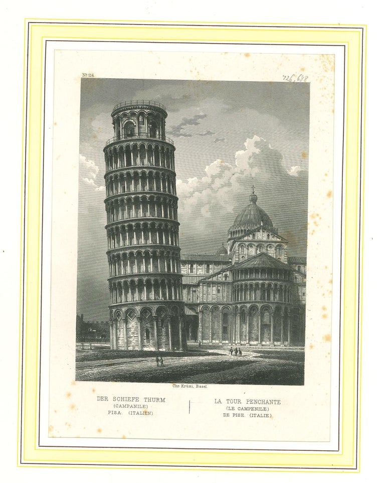 Unknown - Ancient View of the Tower of Pisa - Lithograph on Paper - Mid ...