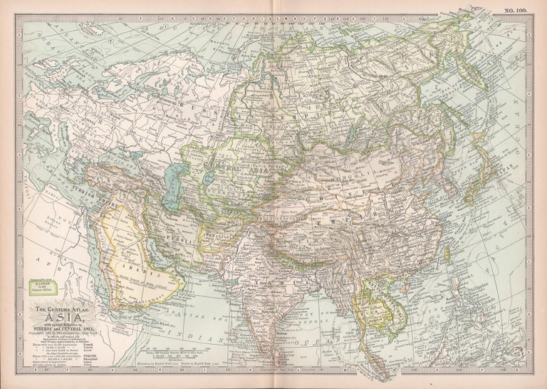 Unknown - Asia. Century Atlas antique vintage map For Sale at 1stDibs