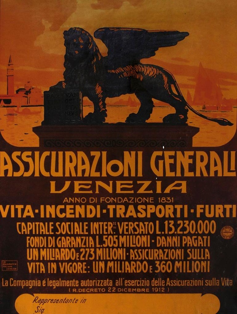 Unknown – Assicurazioni Generali Affiche – Vintage- Offsetplakat, 20 ...
