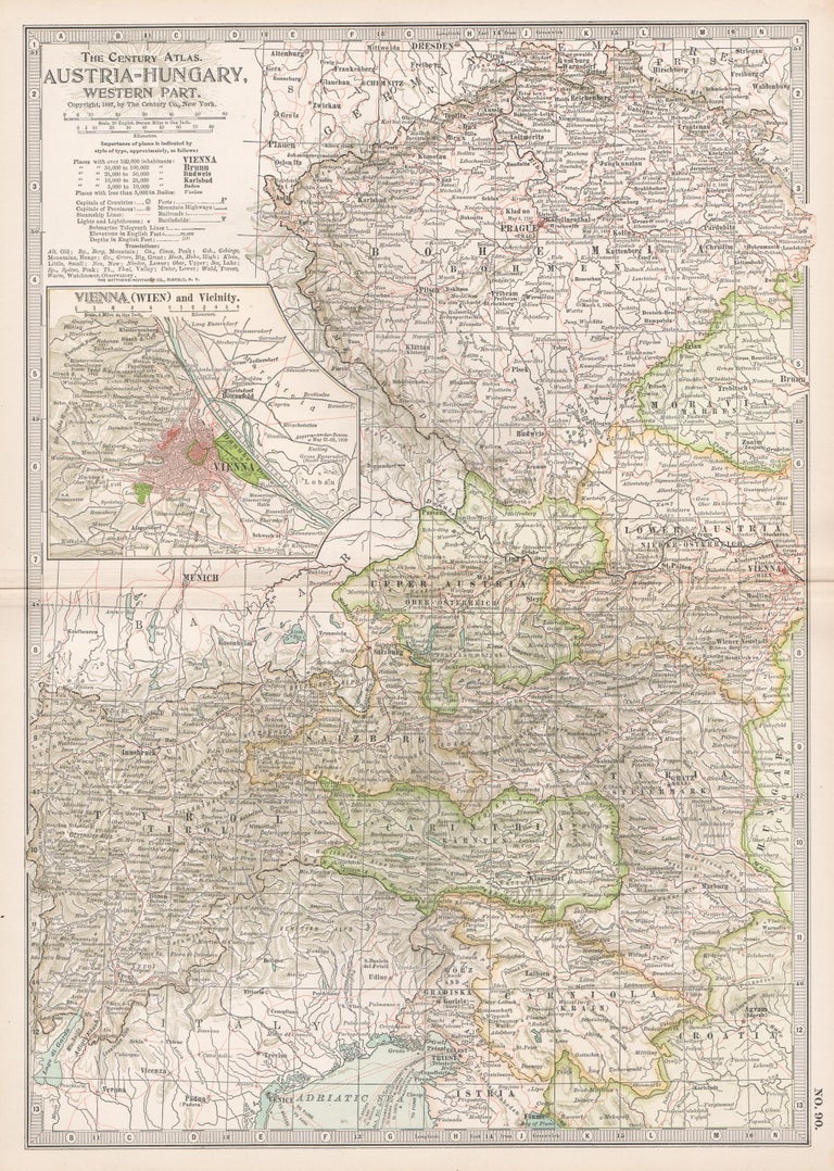 Unknown - Austria-Hungary, Western Part. Century Atlas antique vintage map For Sale at 1stDibs