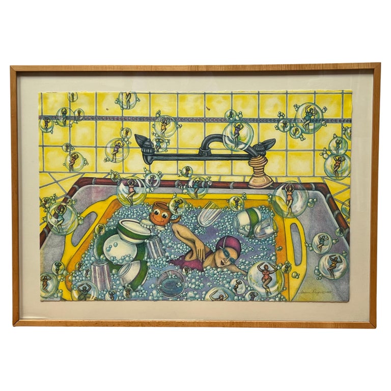 Unknown - Bubble Bath Lithograph by Florence Duryer For Sale at 1stDibs