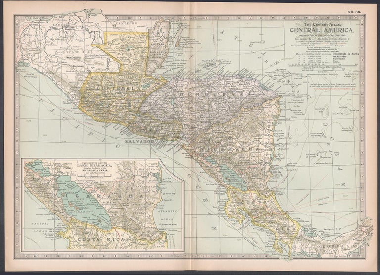 Unknown - Central America. Century Atlas antique vintage map For Sale at 1stDibs