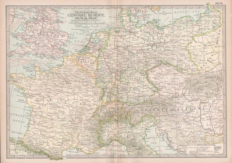 Unknown - Central Europe. Travel Map. Century Atlas antique vintage map For Sale at 1stDibs