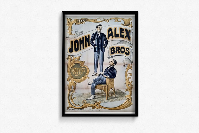 Unknown - Circa 1900 Original Poster - John Alex Bros Comedian Swinging ...