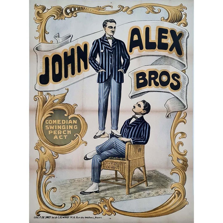 Unknown - Circa 1900 Original Poster - John Alex Bros Comedian Swinging ...