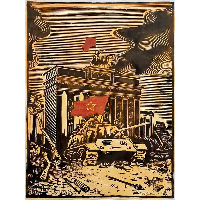 Unknown - Circa 1945 Wood engraving of the Battle of Berlin - 2nd World ...