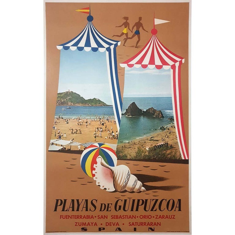 Unknown - Circa 1955 Original poster for the beaches of Guipuscoa ...