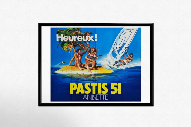 Unknown - Circa 1975 Original poster advertising the spirit Pastis 51 ...