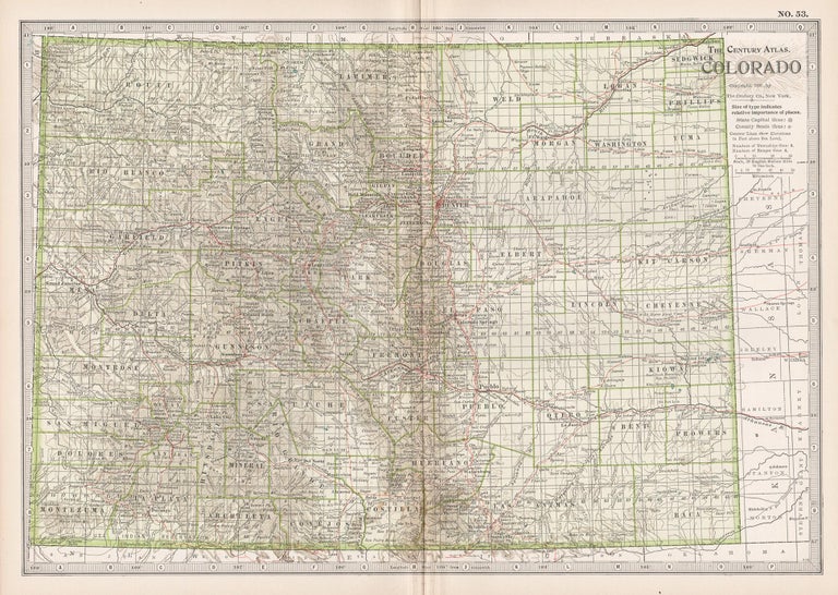 Unknown - Colorado. USA. Century Atlas state antique vintage map For Sale at 1stDibs