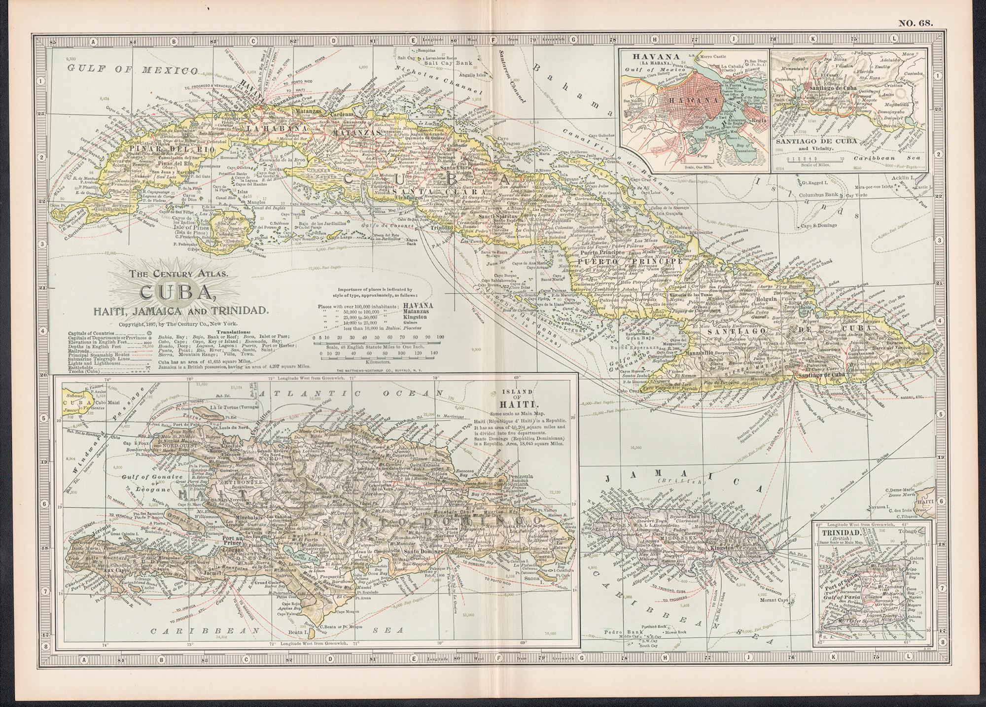 Unknown - Cuba, Haiti, Jamaica and Trinidad. Century Atlas antique vintage map For Sale at ...